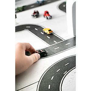 PlayTape Road Tape and Curves for Toy Cars - 1 Roll of 60 ft. x 2 in. Asphalt Road + 1 Roll of 36 Curves