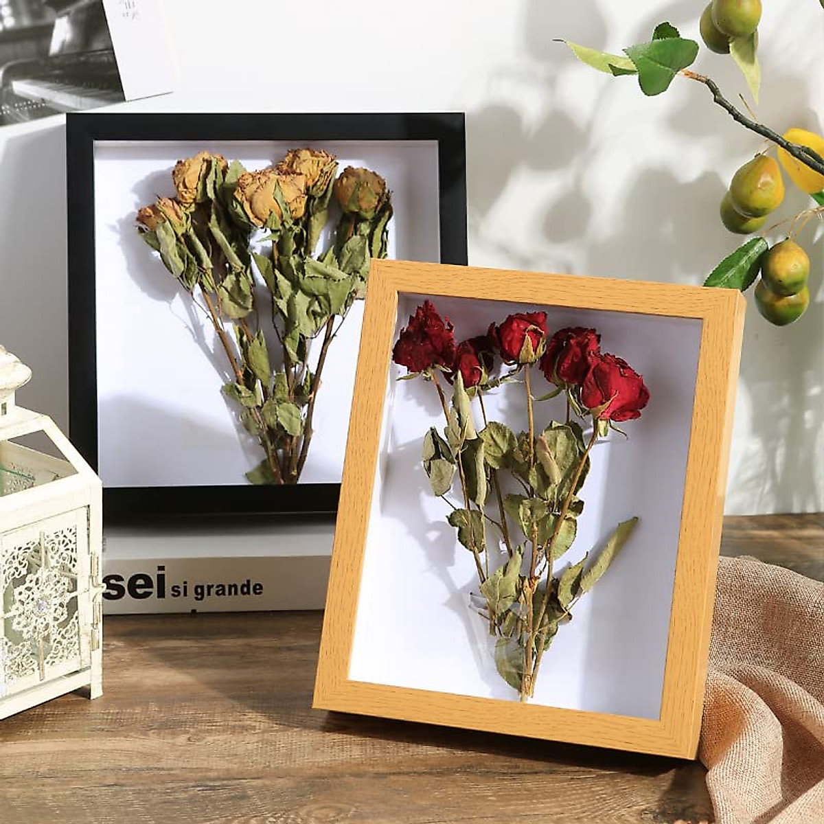 Shadow Box Picture Frame,Frame for Dried Flowers,1.2" Deep Hollow Display Frame,Graduation Cap Shadow Box for Wall and Tabletop Display Bouquet Mementos Medals Photos Memory Box (8.25X11.75)