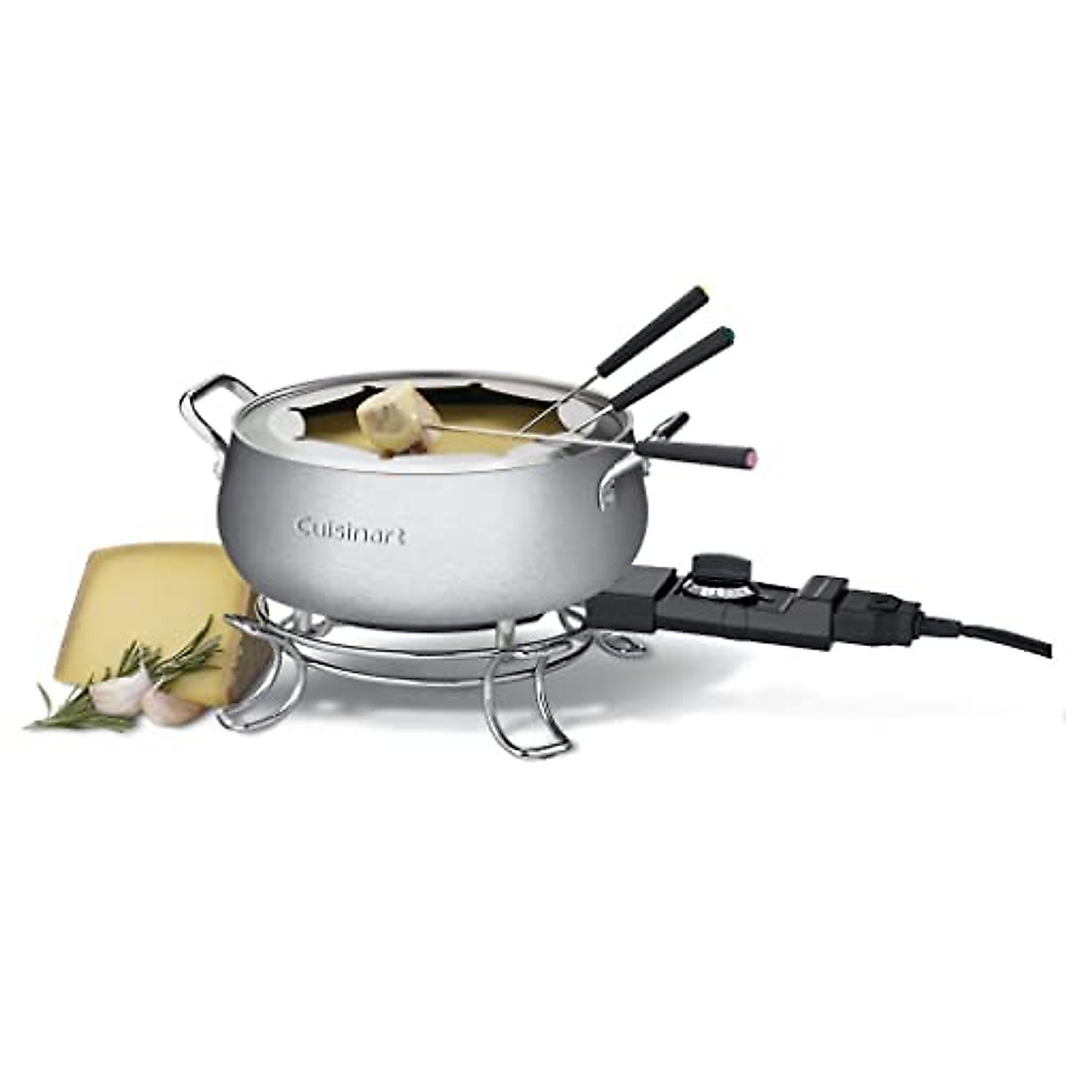 Cuisinart CFO-3SS 3-Quart Electric Fondue Pot 1000-Watt Electric Fondue Set is Suitable for Chocolate, Cheese, Broth and or Oil, Stainless Steel