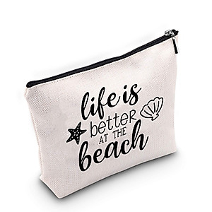 TSOTMO Beach Bag Beach Life Configuration Makeup Bag Trip Gifts Life is Better at The Beach Cosmetic Bag Gift for Beach Beach Themed Gift (Beach Life)