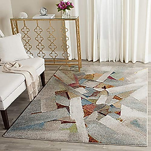 SAFAVIEH Porcello Collection 2'7" x 5' Grey/Multi PRL6937B Modern Abstract Non-Shedding Living Room Bedroom Area Rug