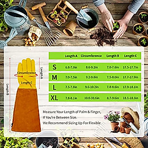 Gardening Gloves for Men & Women, Rose Pruning Gloves, Adjustable Cuff - Long Thorn Proof Gardening Gloves, Garden Gifts & Tools for Gardener, Breathable Leather Garden Gloves, Long Yard Work Gloves