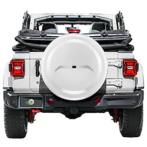 Boomerang - 32" Color Matched Rigid JL Tire Cover (Plastic Face & Vinyl Band) for Jeep Wrangler JL (w/Back-up Camera) - (2018-2021) - Bright White