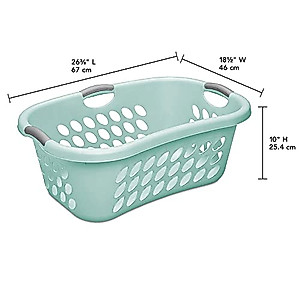 Sterilite Ultra HipHold 1.25 Bushel Plastic Stackable Clothes Laundry Basket Bin with Reinforced Rim and Ventilation Holes, Aqua Blue (12 Pack)