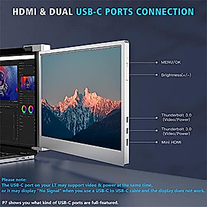LIMINK S19 Laptop Triple Portable Monitor, 14-Inch Tri Screen Extender for Laptops, 1080P FHD with IPS Dual Monitor, Compatible with 14-17" MacOS/Wins Laptops, Powered by USB-C/USB-A/HDMI, Silver B