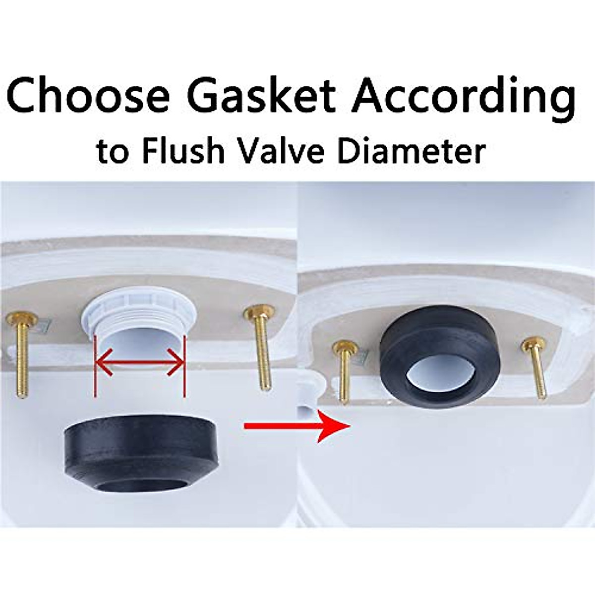 Hibbent Universal Toilet Tank To Bowl Gaskets with 3 Set Brass Hardware Kits Fits Most 3-Inch 3.5-Inch flush valve opening 2-Piece Toilet Tanks