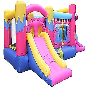 Bouncy Castles Inflatable Castle Family Children's Playground Outdoor Play Equipment Small Trampoline Slide Combination Inflatables20X275X205Cm,