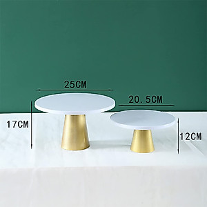 2pcs Modern Metal White-Gold Cake Stands Plate Set, Dessert and Cupcake Serving Display for Weddings, Parties, or Modern Home Decor