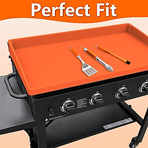 BANGIE Griddle Cover Mat for Blackstone 36 Inch Griddle Accessories - Full Wrap-Around Protection Silicone Mat for Griddle - Food Grade Silicone Grill Mat - ORANGE
