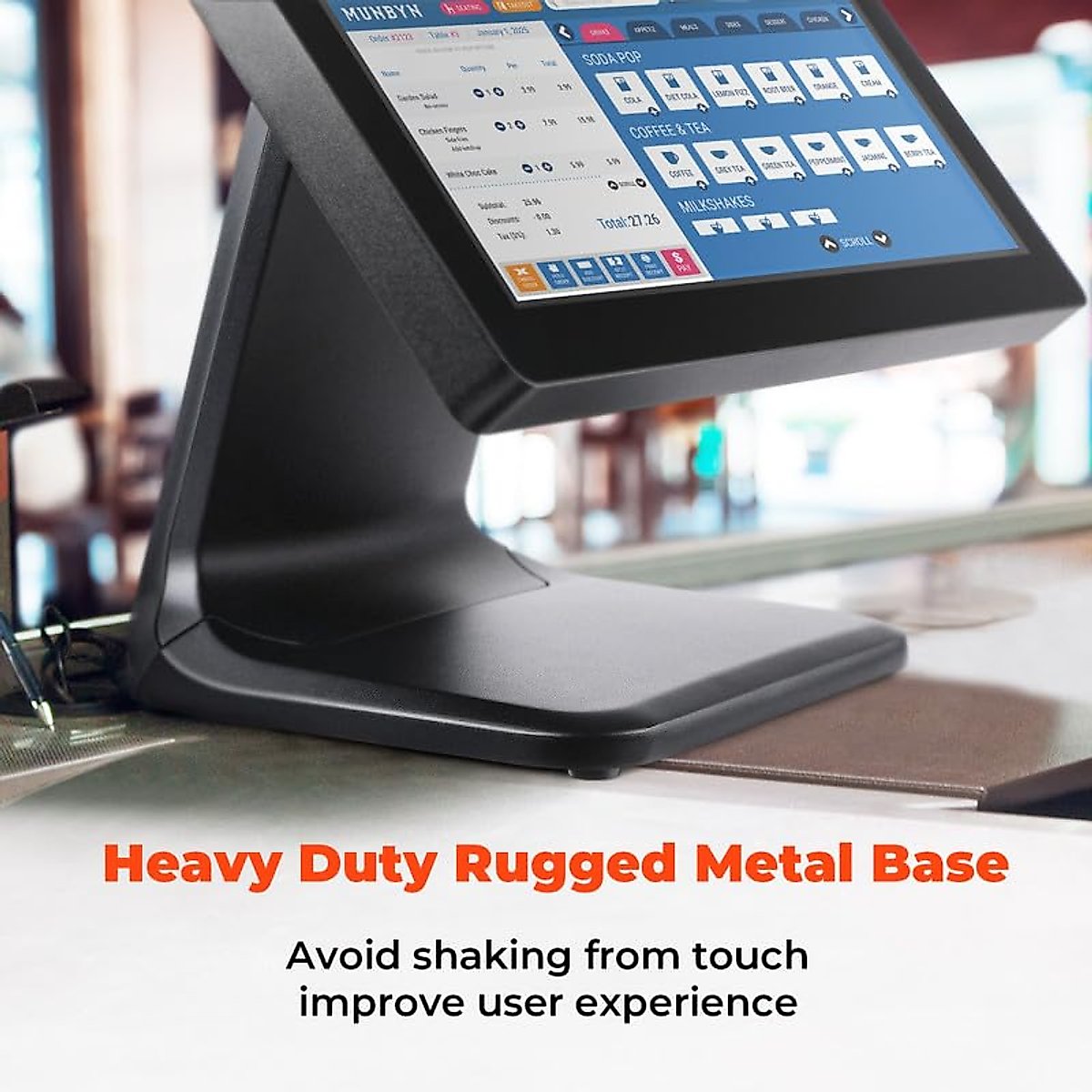 MUNBYN 17-inch POS-Touch-Screen-Monitor, POS-System-for-Small-Business, Multi-Touch Monitor, 400 nits True Flat Seamless Capacitive LED, VGA/HDMI Input for Office, POS, Restaurant, No Driver Required