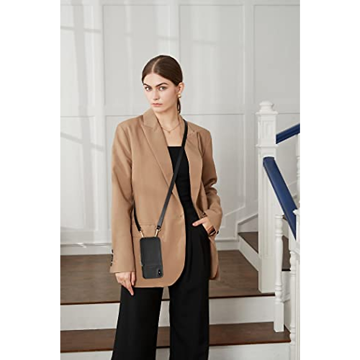 iPhone Xs Max Wallet Case, ZVE iPhone Xs Max Case with Credit Card Holder Slot Crossbody Strap Handbag Purse Wrist Zipper Strap Case Cover for Apple iPhone Xs Max 6.5 inch - Black