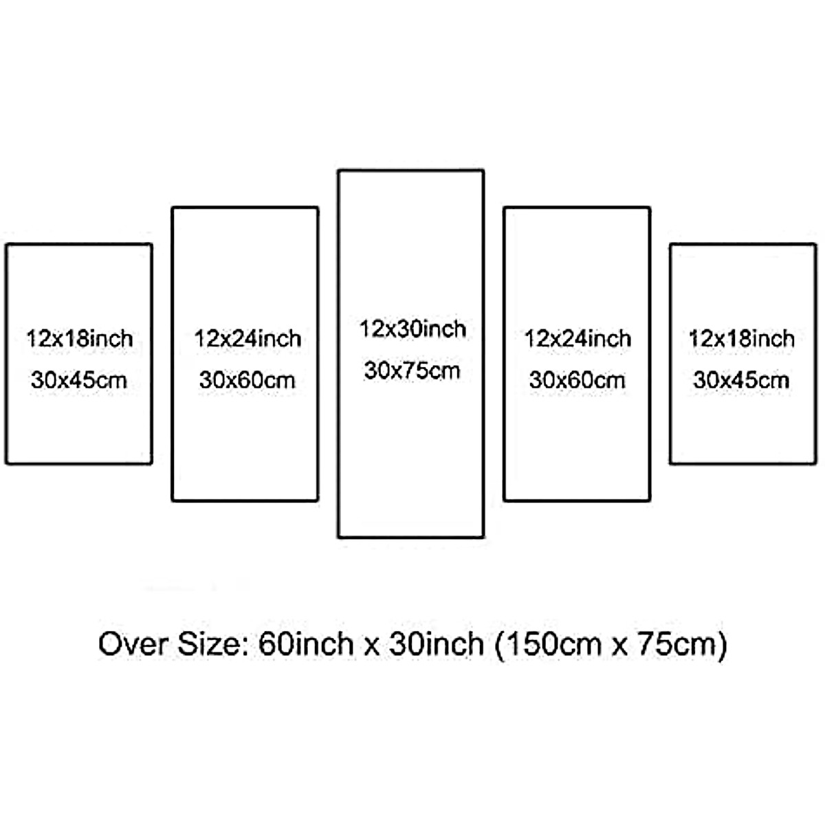 HW Hongwu Wall Art Canvas Abstract Print Picture 60x30 inch Blue Graffiti Paintings Gold Foil Line Artwork 5 Panels a Set for Living Room