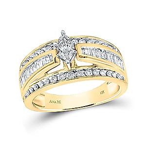 14kt Yellow Gold Marquise Diamond Solitaire Bridal Wedding Engagement Ring 1 Cttw