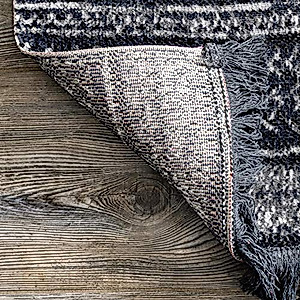 nuLOOM Saige Modern Trellis Fringe Indoor/Outdoor Area Rug, 5' x 8', Black