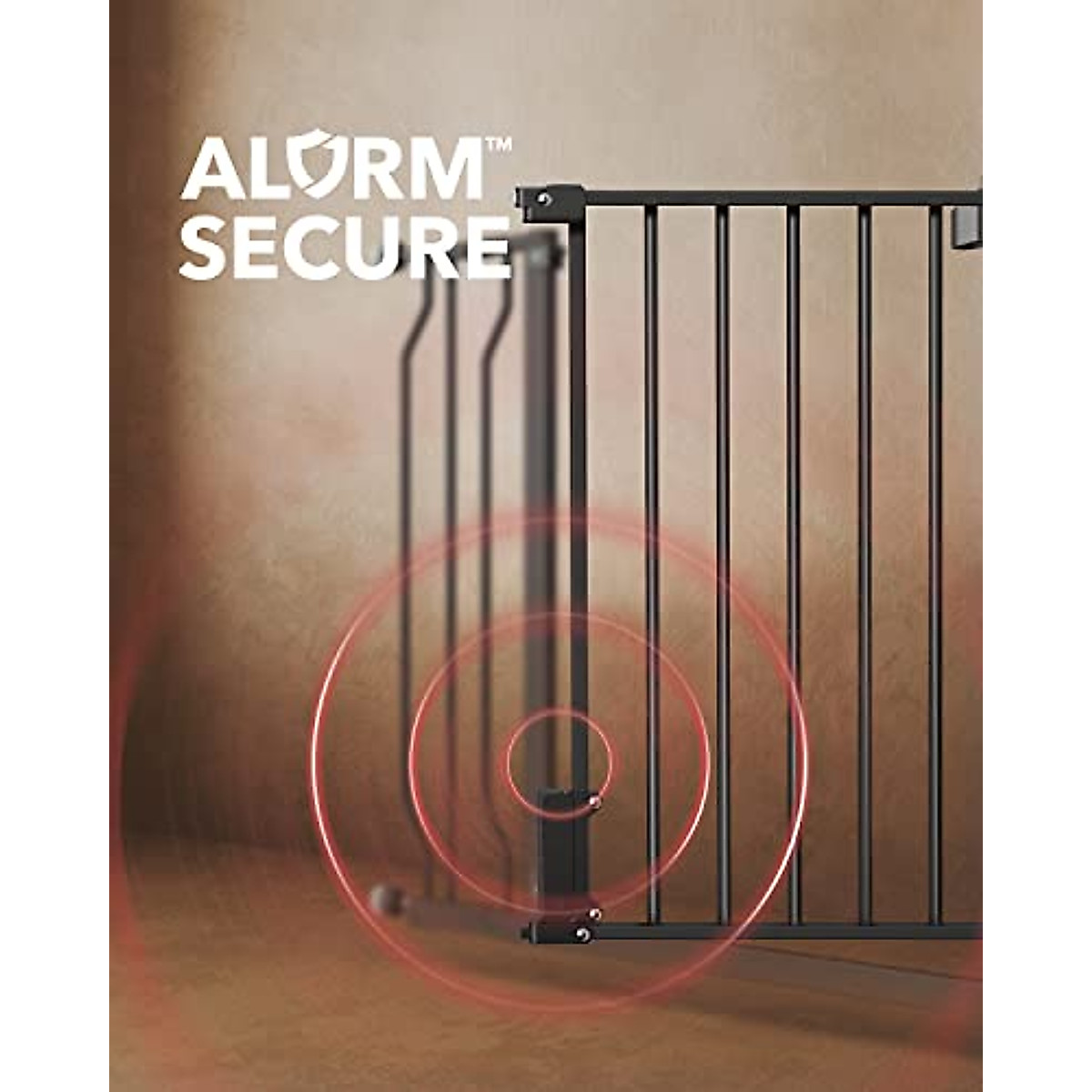 Ciays Baby Gate 29.5” to 45.3”, 30-in Height Extra Wide Dog Gate for Stairs, Doorways and House, Auto-Close Safety Metal Pet Gate for Dogs with Alarm, Pressure Mounted, Black