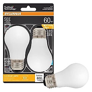 SYLVANIA LED TruWave Natural Series Ceiling Fan / Fixture Light Bulb, 60W A15 Soft White Medium Base, Dimmable, Frosted - 2 Pack
