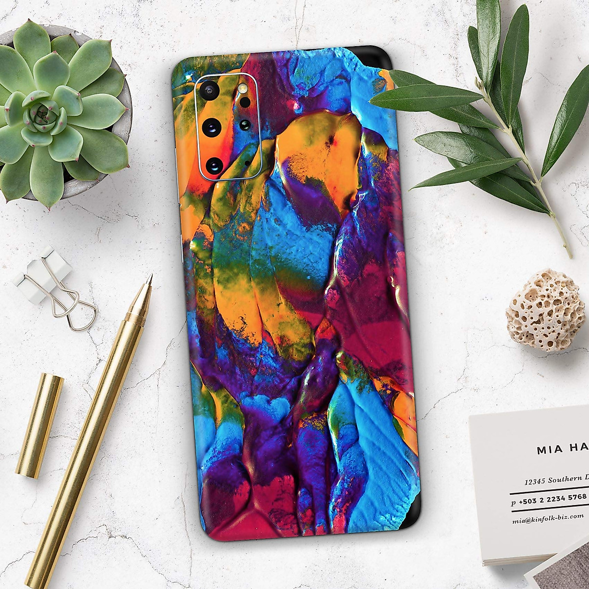 DesignSkinz Liquid Abstract Paint V19 Protective Vinyl Decal Wrap Skin Cover Compatible with The Samsung Galaxy S20 (Screen Trim & Back Glass Skin)