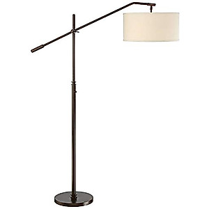Possini Euro Design Holden Modern Farmhouse Rustic Industrial 62 1/2" Tall Standing Floor Lamp Light Curved Arc Adjustable Smart Plug Metal Oil Rubbed Bronze Finish Living Room Bedroom House Reading