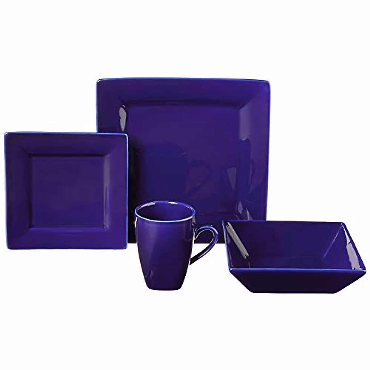 10 Strawberry Street Nova Square Dinnerware Set, 16 PIECE, Cobalt