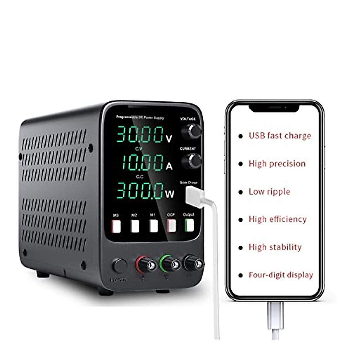 DC Power Supply Variable Laboratory Power Supply Adjustable DC Power Supply With Memory Function Programmable Switching Power Supply DC Power Supply Current Stabilizer for Spectrophotometer and lab Eq