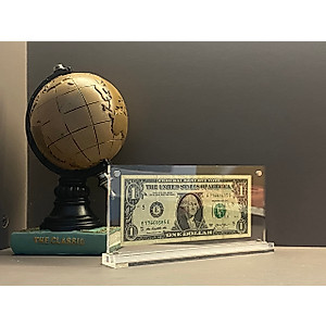 IEEK Acrylic Dollar Bill Frame Currency Holder Clear Paper Money Holders for Collectors Currency Ticket Protector Dollar Bill Display Stand,7.3 x 3.5 Inch,2 Pack