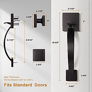 Tinewa Main Entrance Keyless Door Handleset, Front Door Handle with Lever Inside, Low Profile Front Lock Handleset with Halifax Oil Rubbed Bronze Finish, Reversible for Right & Left Sided