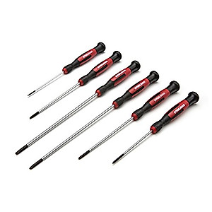 STEELMAN Precision Steel Shaft 6-Piece Long Electronics Screwdriver Set, Variety of Slotted/Phillips Sizes, Swivel-Head, Magnetic Tips