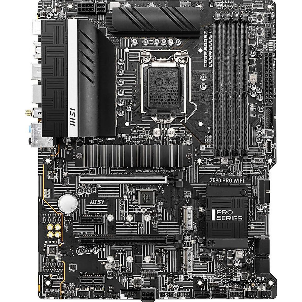 MSI Z590 PRO WiFi ProSeries PC Gaming Motherboard (ATX, 11th/10th Gen Intel Core, LGA 1200 Socket, DDR4, PCIe 4, M.2 Slots, USB 3.2 Gen 2, 2.5G LAN, DP/HDMI, Wi-Fi 6E) (Renewed)
