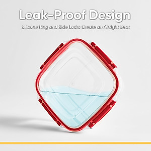 Superio Plastic Food Storage Container with Airtight Lid- 48 Oz, BPA Free, Leakproof, Stackable, Microwave, Dishwasher and Freezer Safe, Red