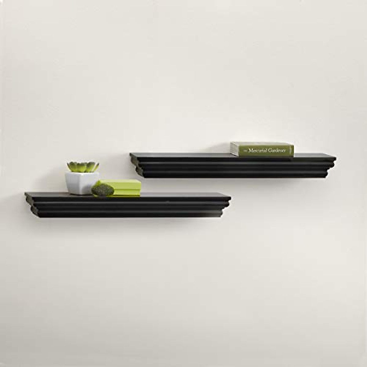 Melannco Floating Wall Mounted Moulding Shelf, Set of 2, Black - 5238437