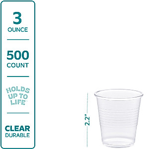 [500 Pack] 3 oz. Clear Plastic Cups, Small Disposable Bathroom, Espresso, Mouthwash Polypropylene Cups