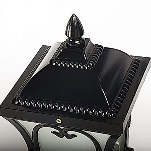 MODEBHD Traditional European Retro Outdoor Glass Lantern Column Lamp Black Post Lights Square IP55 Waterproof Patio Villa Door Pillar Table Light Rainproof E27 Garden Lawn Lamp