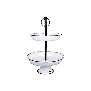 Creative Co-Op DA8538-1 2 Tier White Decorative Metal Tray