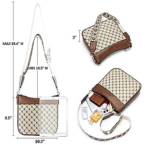 BOSTANTEN Crossbody Bags for Women Trendy Vegan Leather Hobo Purses Shoulder Handbags With Wide Shoulder Strap Coffee with Beige