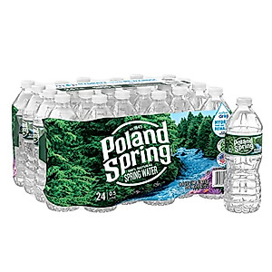 Poland Spring Brand 100% Natural Spring Water, 16.9 oz Plastic Bottles (Pack of 24)