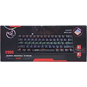 60% True Mechanical Gaming Keyboard Mouse Set, Type C Wired 61 Keys Layout Rainbow LED Backlit USB Waterproof Keyboard Anti-ghosting Keys+Lightweight RGB Mice 6400DPI for Computer/PC/Laptop/MAC(White)