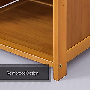 MoNiBloom Narrow 6 Tier Bookcase, Bamboo Tall Freestanding Display Storage Shelves Collection Decor Furniture for Home Living Room Kitchen, Brown