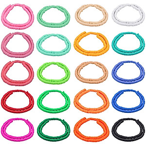8000Pcs Clay Beads Clay Bracelet Beads 6mm Flat Round Clay Beads Clay Spacer Beads Flat Colorful Clay Beads About 20strands Clay Beads for Jewelry Making Bracelets Necklace Crafts (20 Color, 6mm)