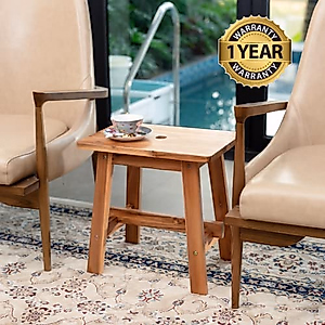 BEEFURNI Rectangular Acacia Wood Stool, Small Bench Seat, Small End Table Stool; Bathroom Stool Wood; Plant Stool; Makeup Stool; Perfect Size for Living Room, Bathroom, 1-Year Manufacturer Warranty