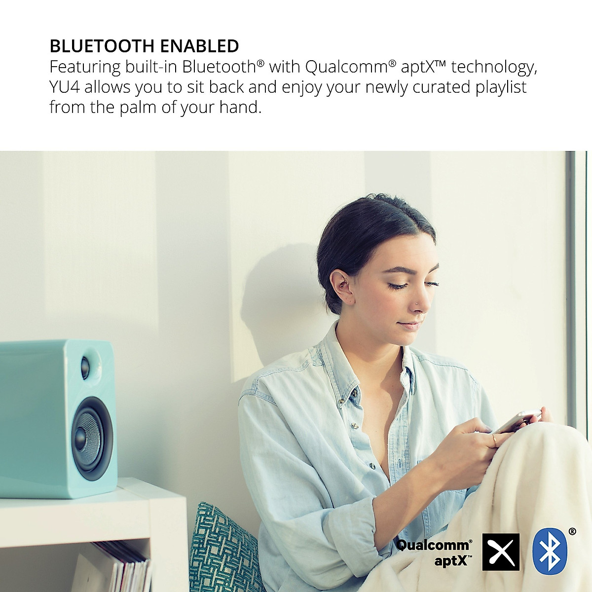 Kanto YU4GW Powered Speakers with Bluetooth and Built-in Phono Preamp | Auto Standby and Startup | Remote Included | 140W Peak Power | Pair | Gloss White