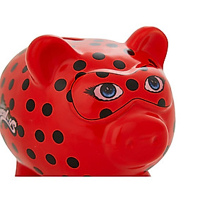 Miraculous Ladybug Piggy Bank for Girls – Kids’ Ceramic Coin Bank, Red