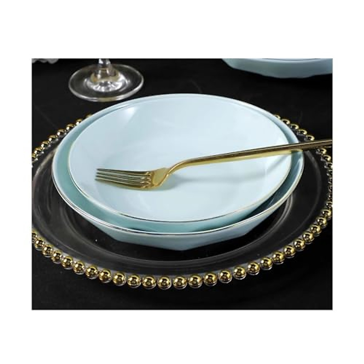 ESTELAR Dinner Plates Set Creative Phnom Penh Celadon Plate Dish Plate Household Ceramic Plate Set Nordic Dinner Plate Kitchen Salad Bowl (Size : Large)