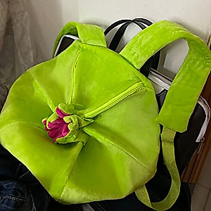15.74” Green Plush Backpack Plant Flower Bag Cute Kawaii Funny Bag Purse Anime Game Gift for Adults Mens Women