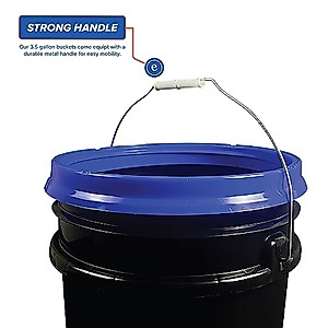 3.5 Gallon Black Bucket with Black Gamma Screw on Lid (Pack of 1), Food Grade Storage, Premium HPDE Plastic, BPA Free, Durable 90 Mil All Purpose Pail, Made in USA