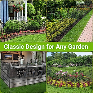 5 Panels No Dig Decorative Outdoor Garden Fence for Yard, 40 in(H) X 11.8 ft(L) Animal Barrier Fencing Rustproof Metal Wire Panel Border for Dog, Rabbits, and Patio Temporary Ground Stakes