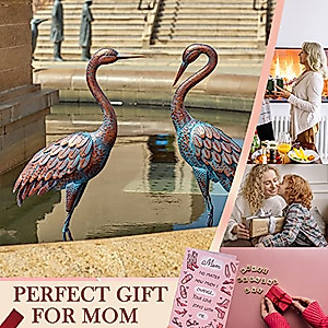 Kircust Garden Crane Statues Patina Heron Decoy, Standing Metal Crane Sculptures Bird Yard Art for Outdoor Decor, Set of 2