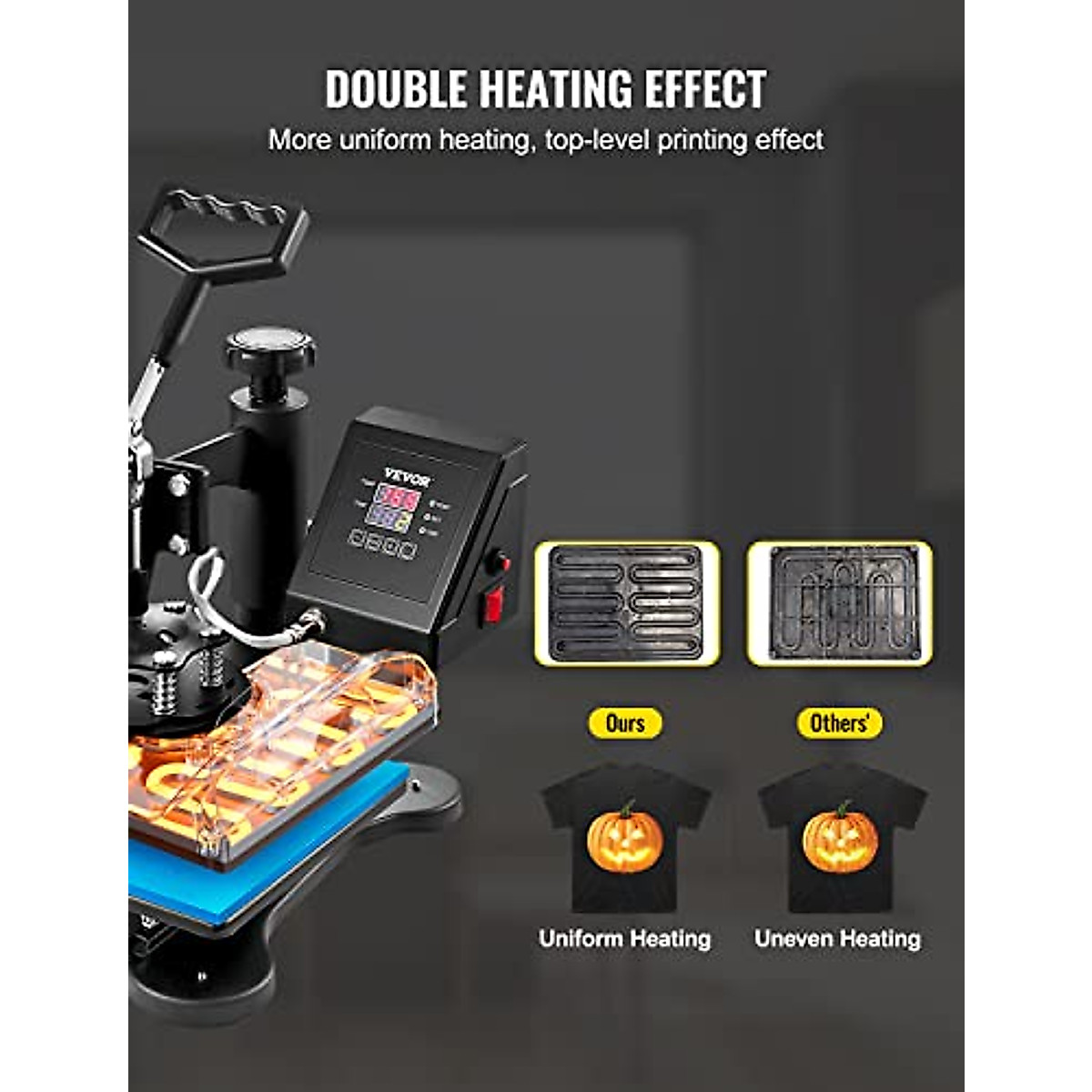 VEVOR 12x10 Inch Heat Press Dual Digital Heat Press Machine 650W Swing Away Heat Press T-Shirt Sublimation Printer Transfer 360 Degree Rotation for DIY T-Shirts