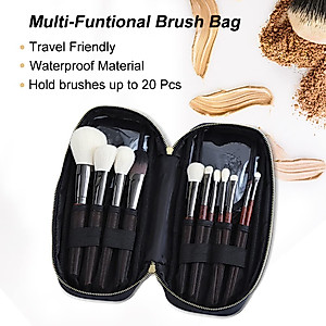 Professional Cosmetic Case-Makeup Brush Holder Organizer-Travelling Makeup Artist Case with Zipper-Waterproof Material & Multi functional Cosmetic Bag Makeup Handbag for Travel &Home Gift (Black)