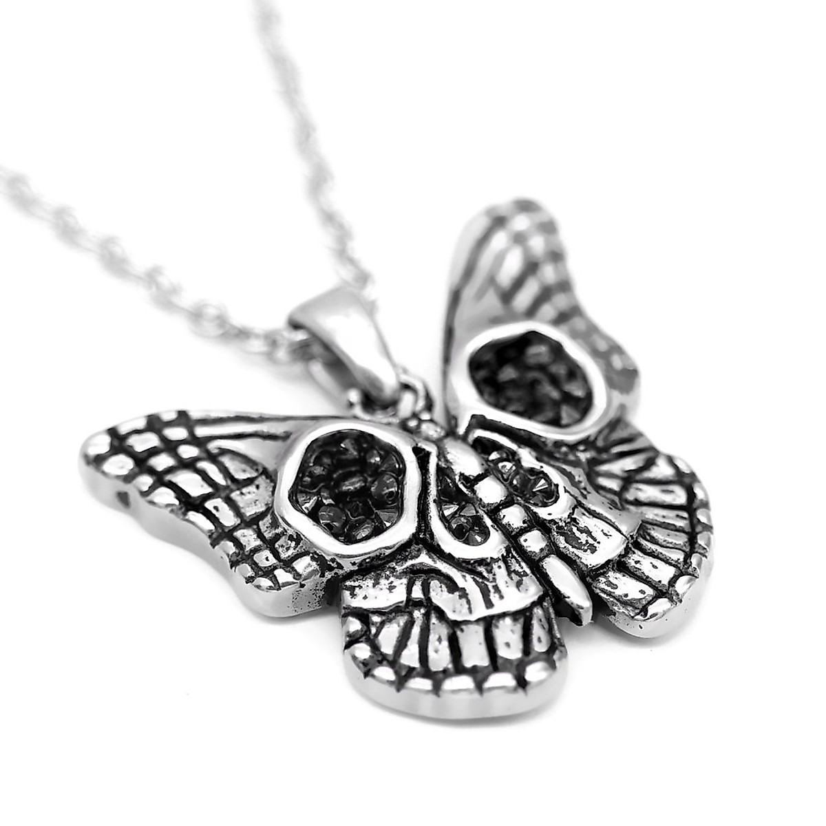 Controse Butterfly Skull Necklace with Pendant (16" - 18" adjustable chain)