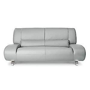Zuri Furniture Modern Aspen Light Grey Microfiber Leather Loveseat